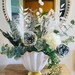 Modern Neutral Coastal Floral Arrangement in Gold & White Seashell Vase ...
