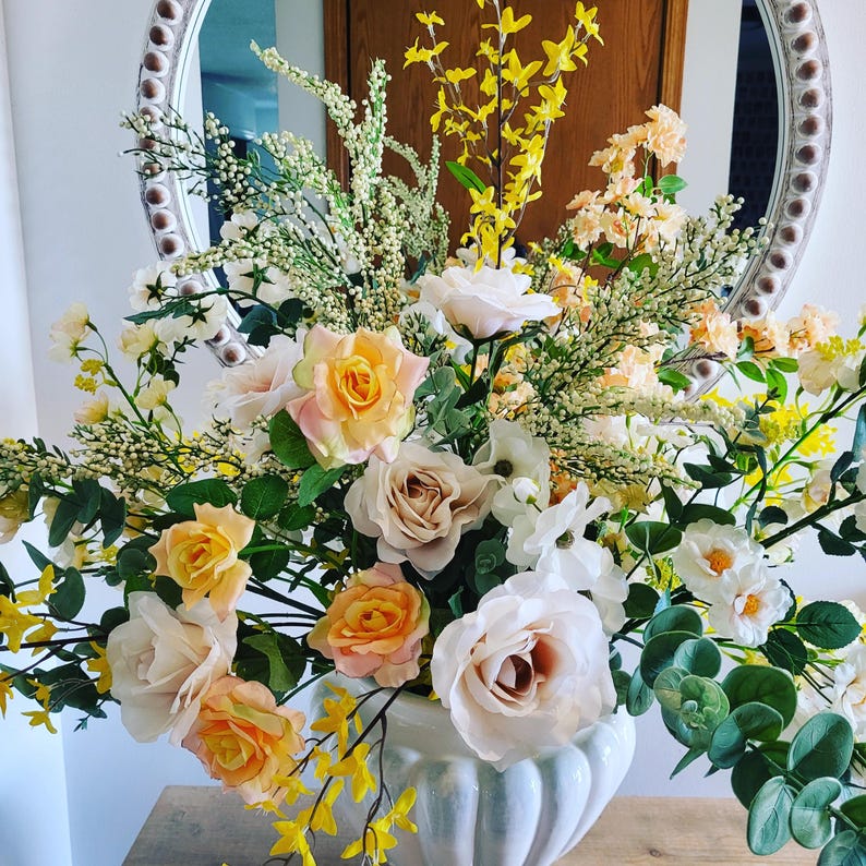 XL Spring Floral Arrangement in Pedestal Vase - Etsy