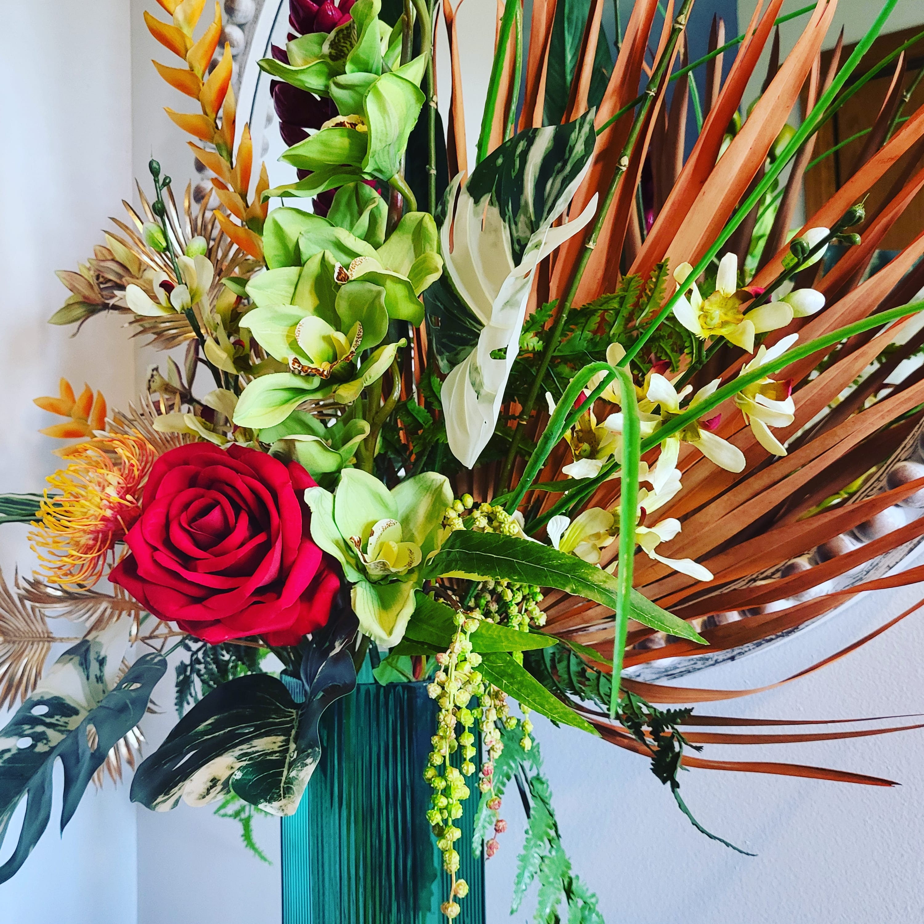 Modern Tropical Tall One-sided Floral Arrangement - Etsy