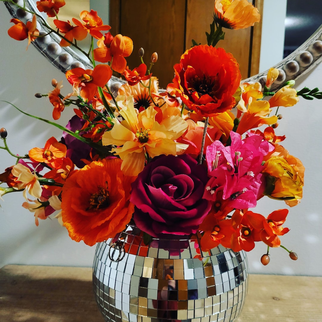 Silk Modern Boho Disco Ball Floral Arrangement - Etsy