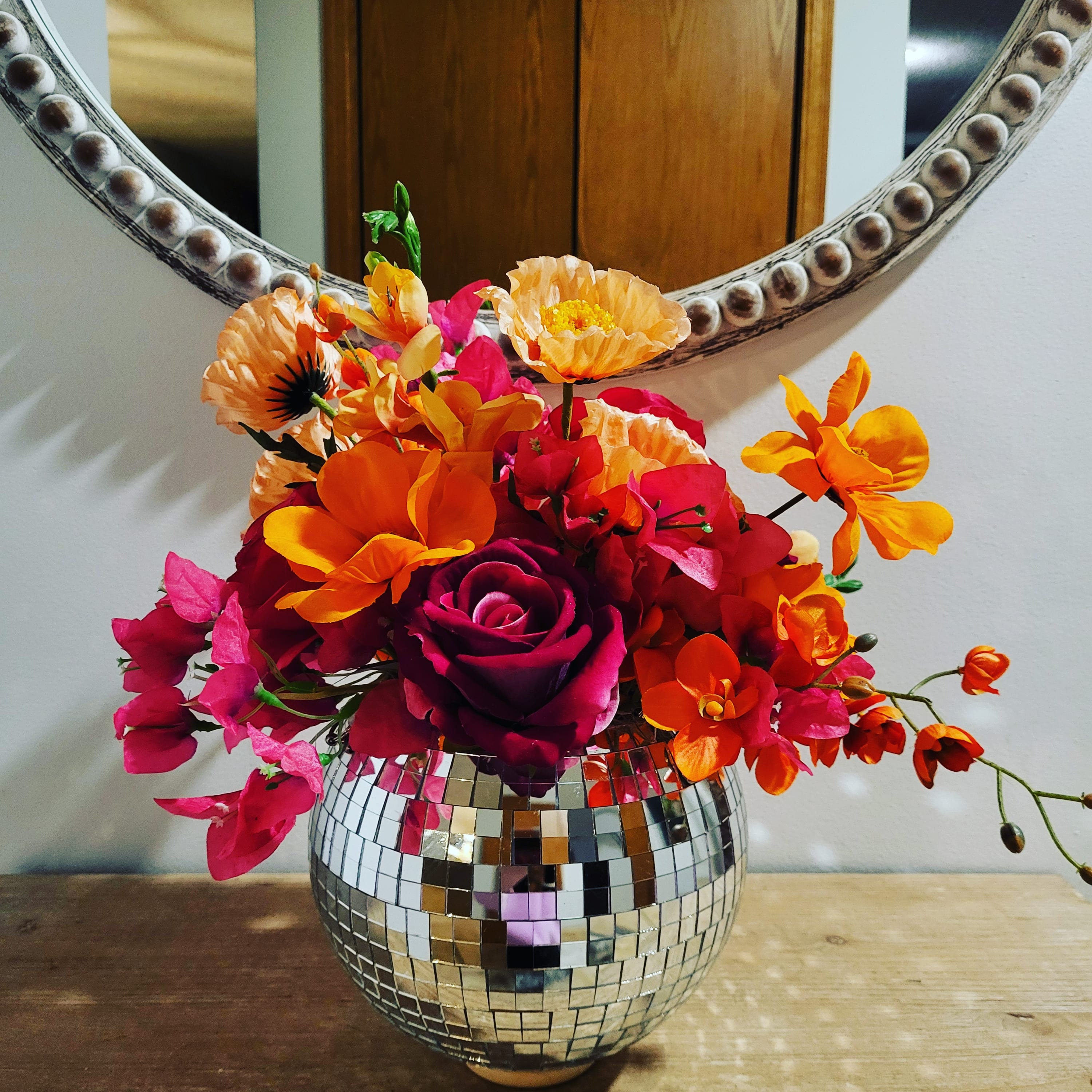 Silk Modern Boho Disco Ball Floral Arrangement - Etsy