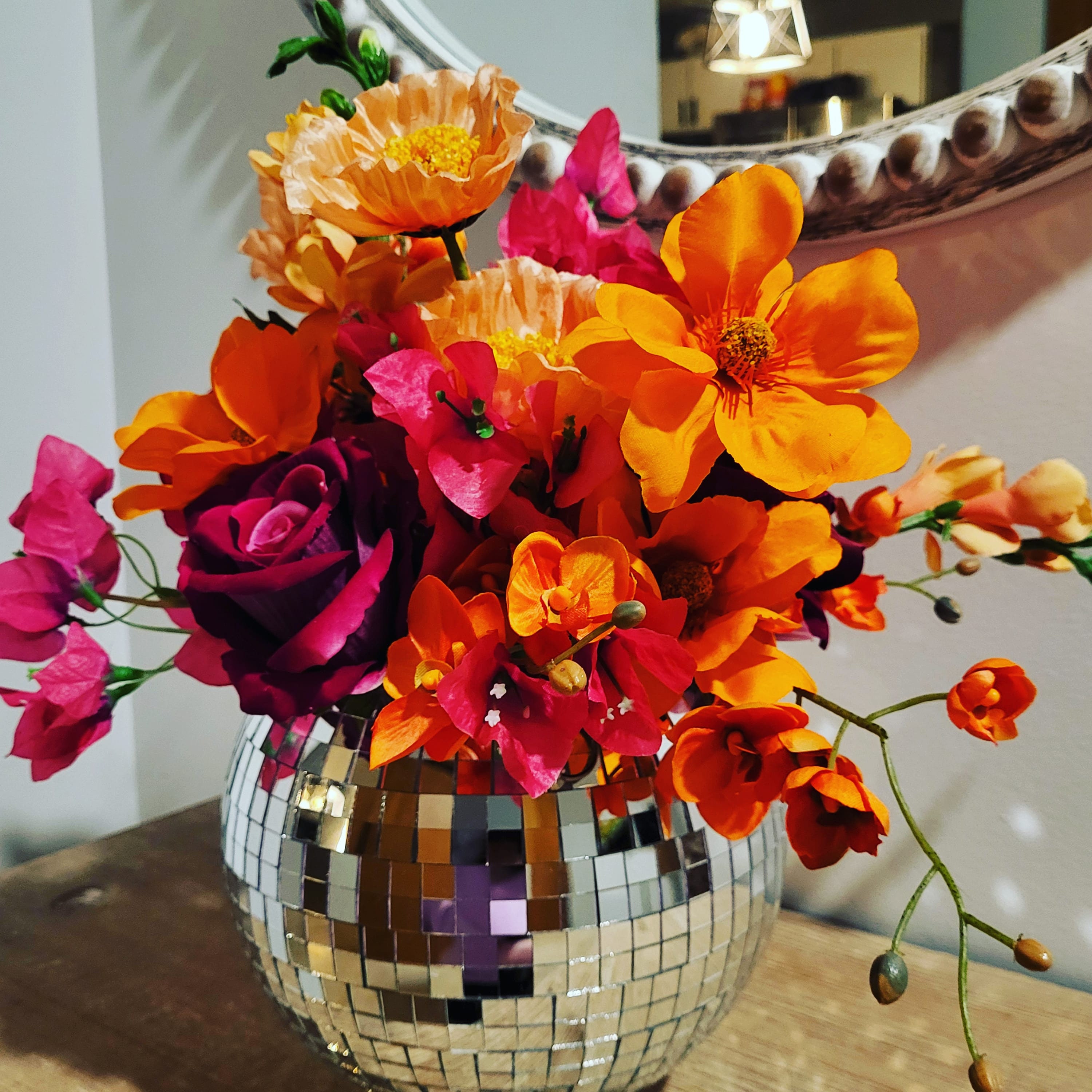 Silk Modern Boho Disco Ball Floral Arrangement - Etsy