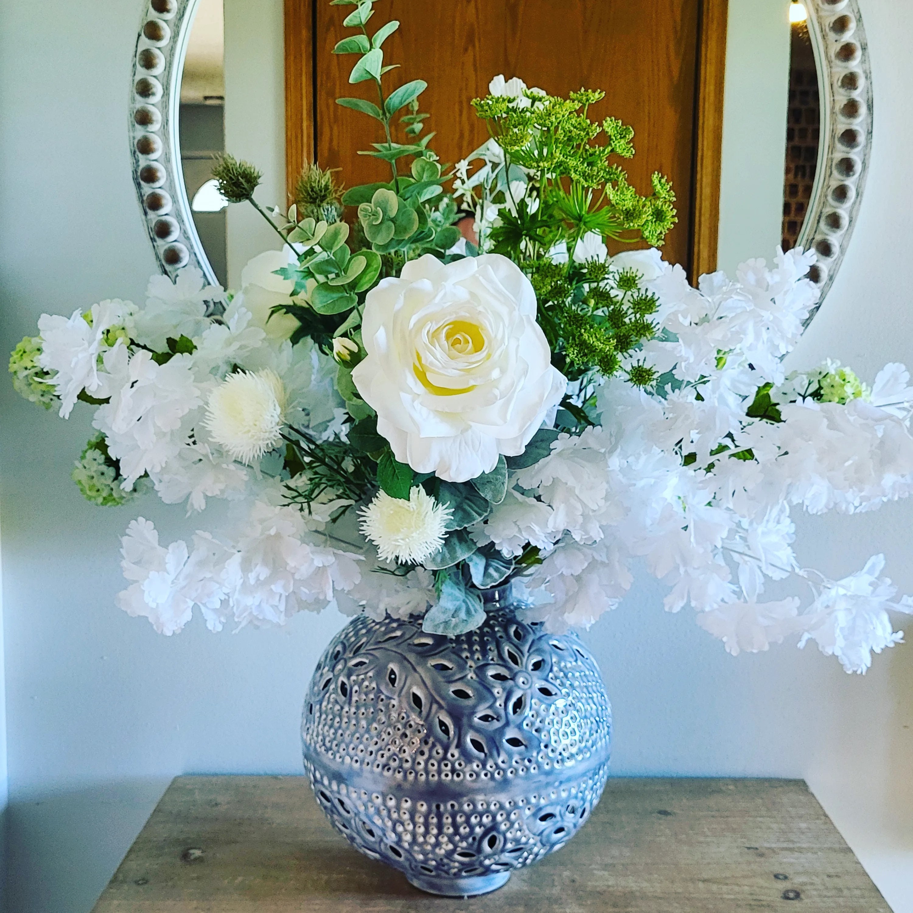 Modern Boho XL Neutral Floral Arrangement in Lantern - Etsy