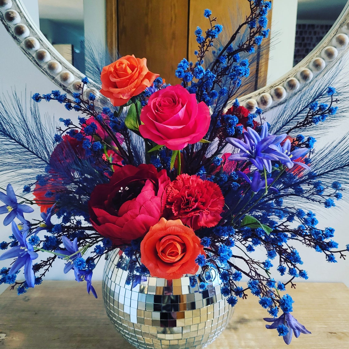 Modern Bright Disco Ball Boho Floral Arrangement - Etsy