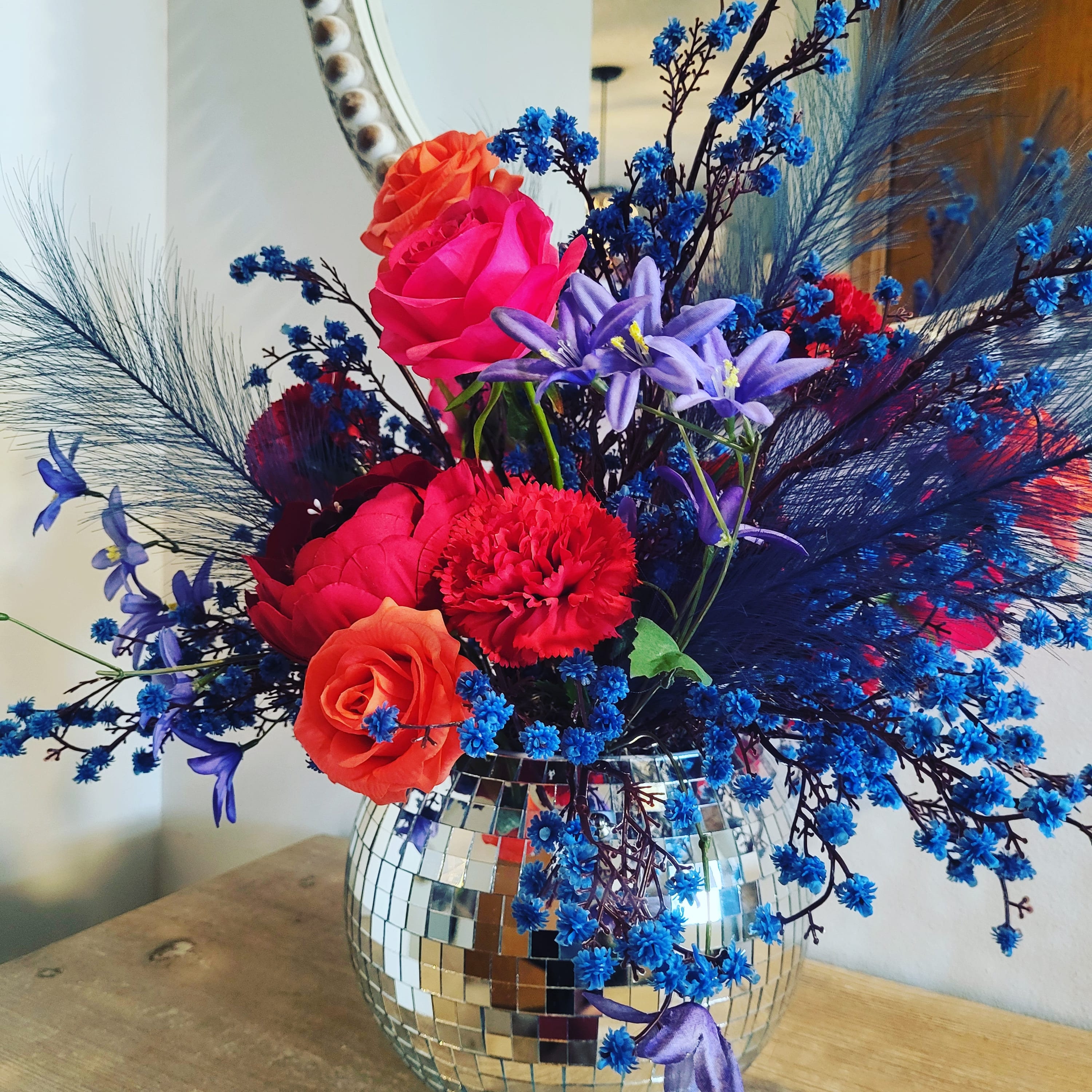 Modern Bright Disco Ball Boho Floral Arrangement - Etsy