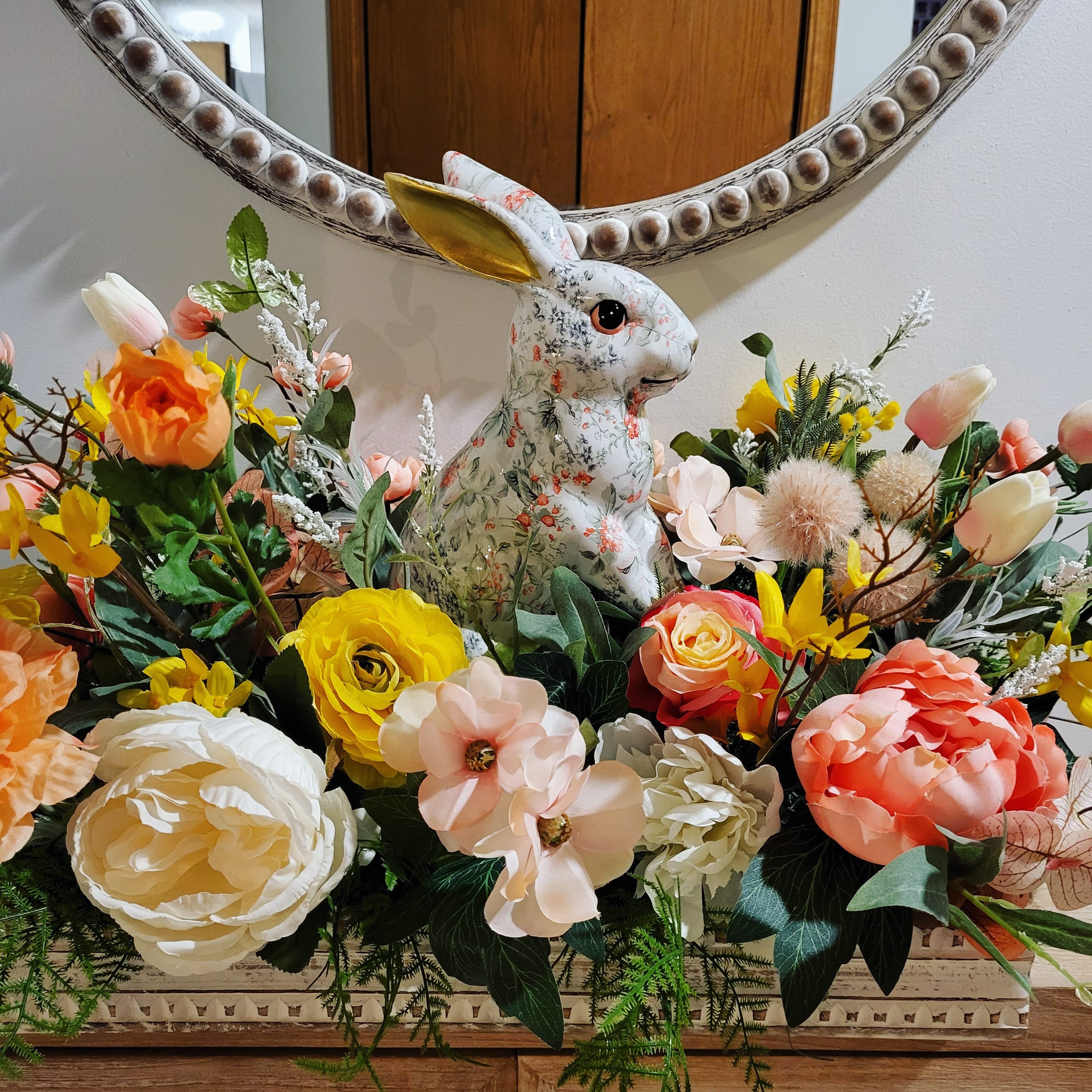 Easter Bunny Floral Arrangement Silk Centerpiece - Etsy