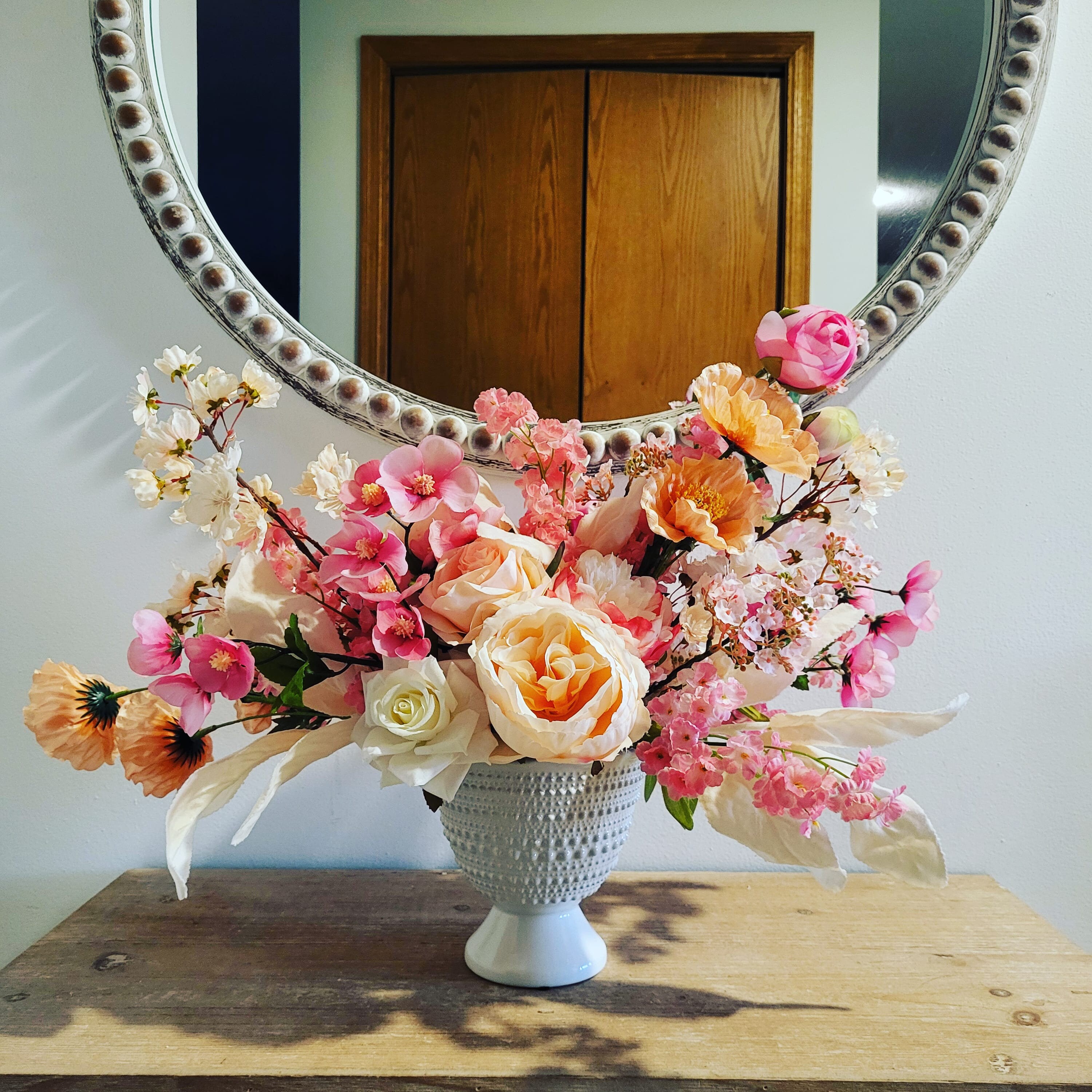 Modern Boho Pink & Peach Floral Arrangement - Etsy
