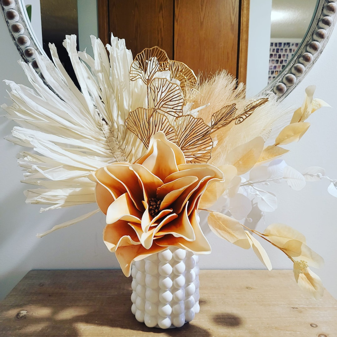 Silk Modern Boho Glam Peaches and Cream Arrangement - Etsy