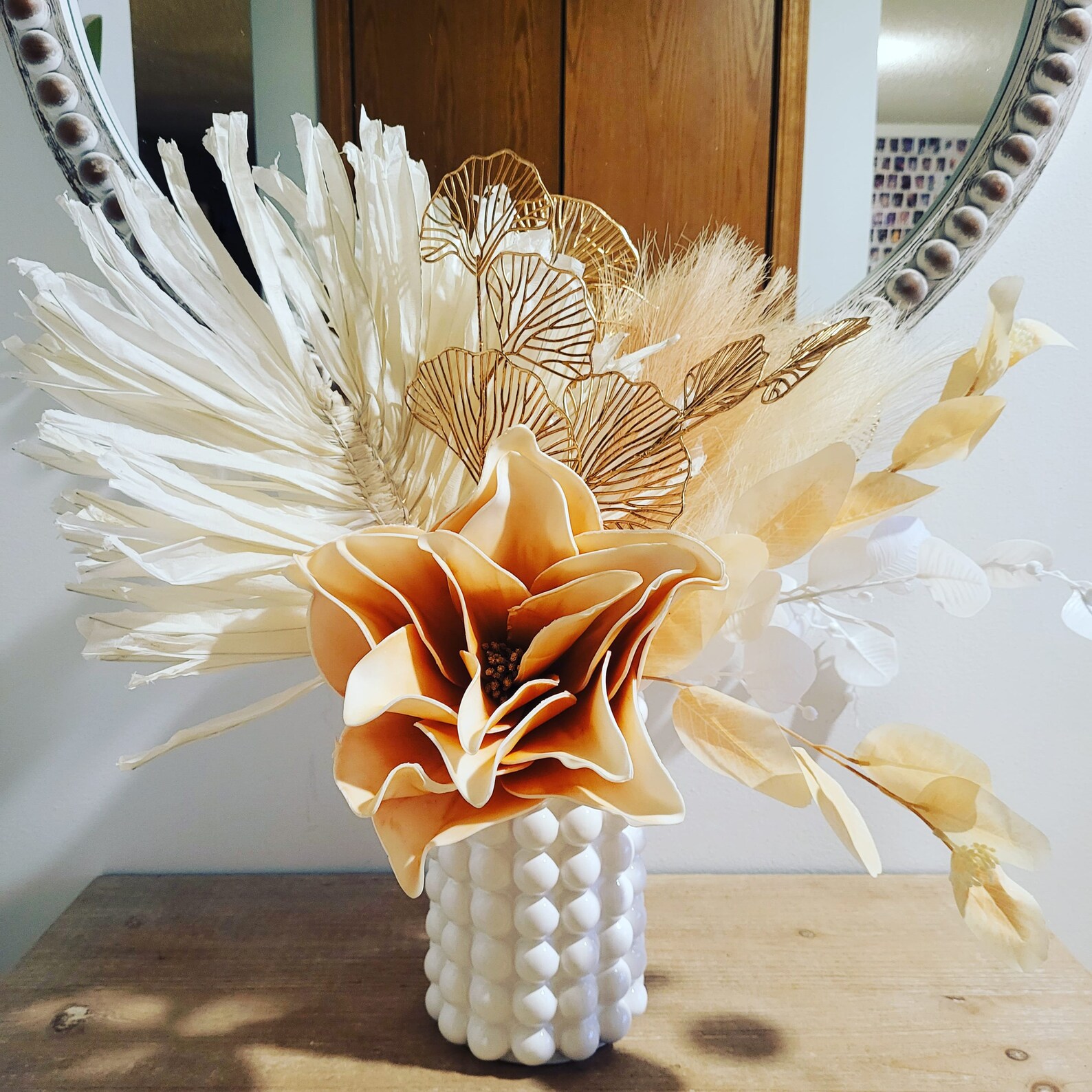Silk Modern Boho Glam Peaches and Cream Arrangement - Etsy