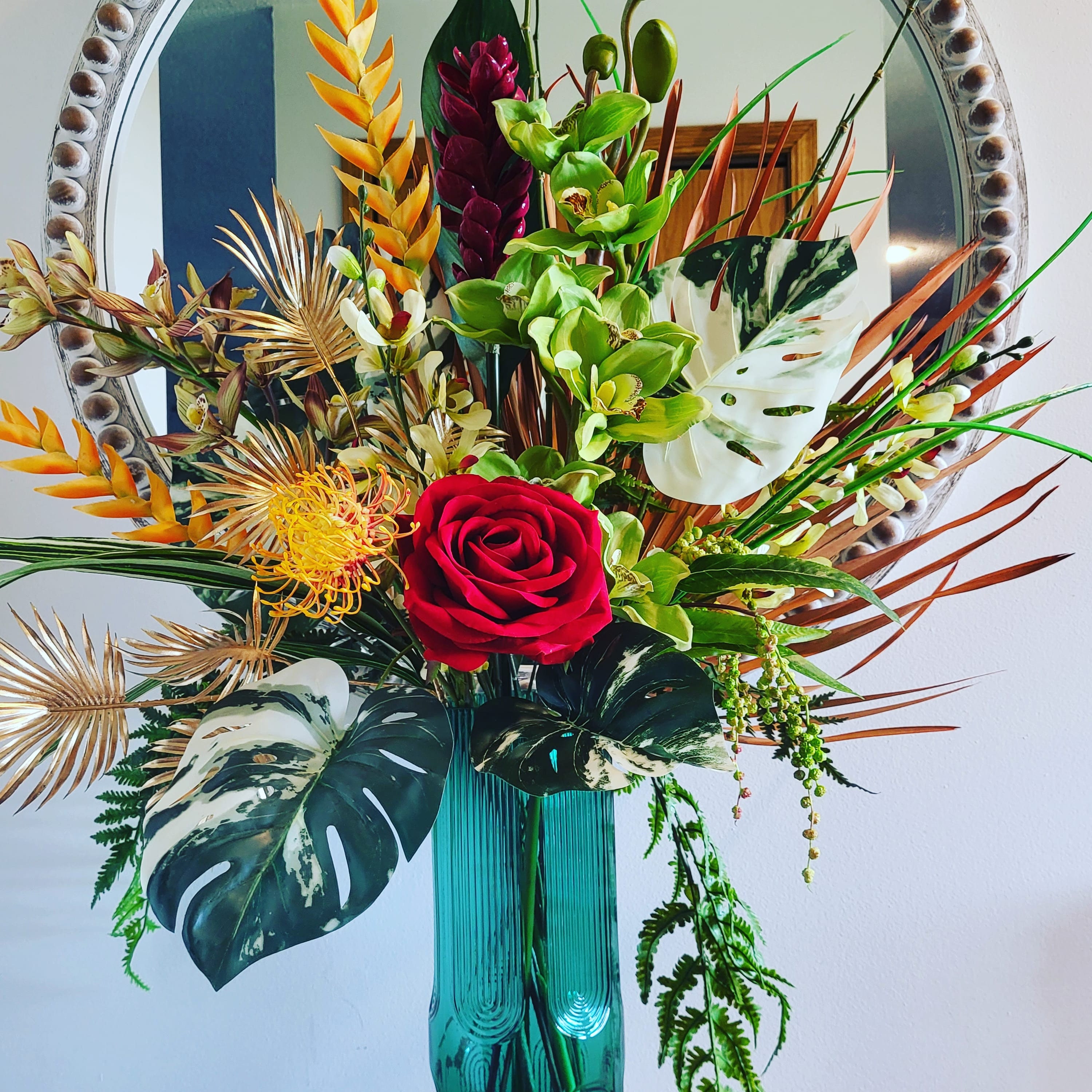 Modern Tropical Tall One-sided Floral Arrangement - Etsy