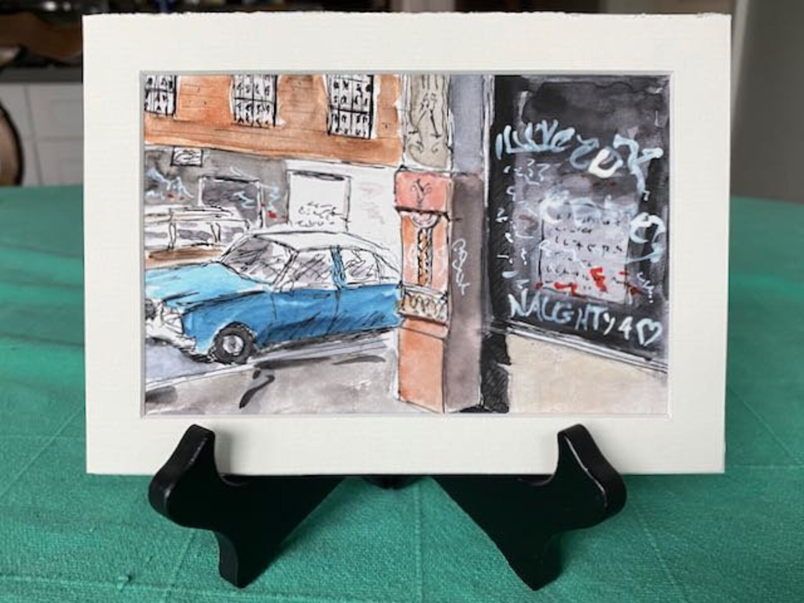 Blue Car, Storefront Graffiti With Column, NYC - Etsy