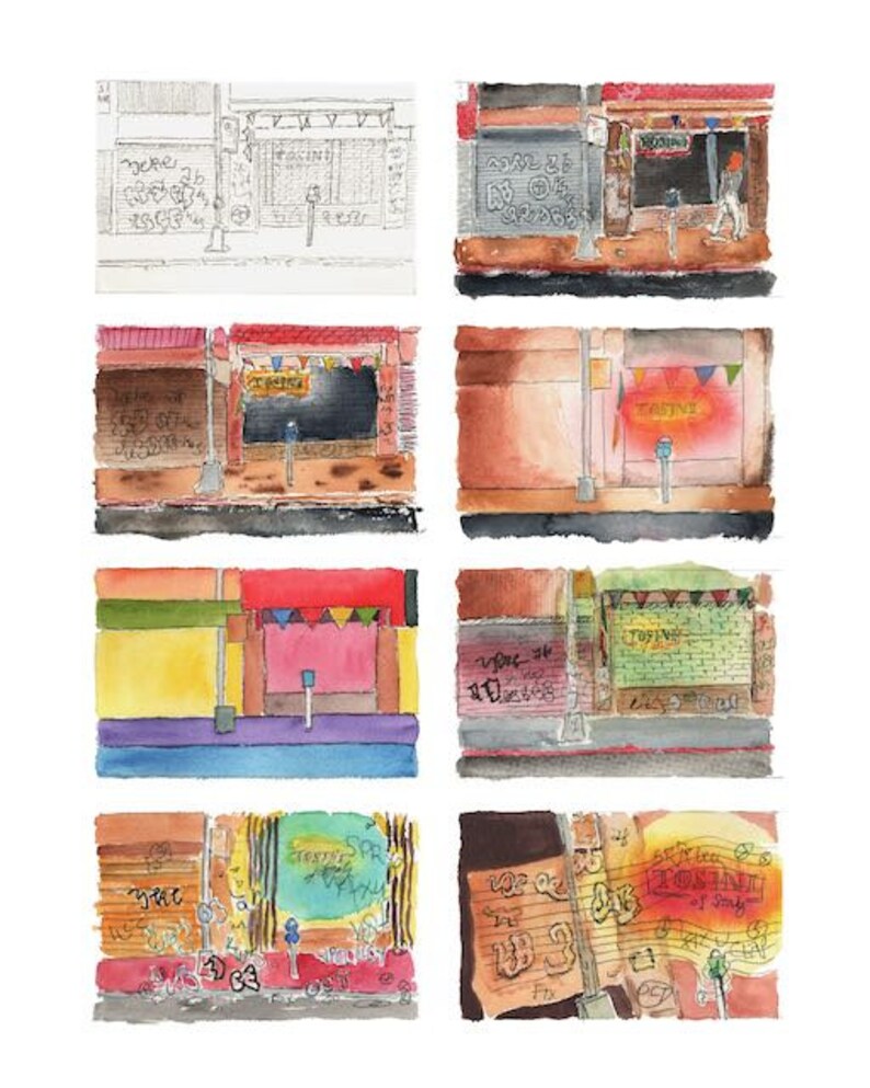 Storefront Graffiti and Neon Sign Series Sketches NYC (1 Through 8) - Etsy