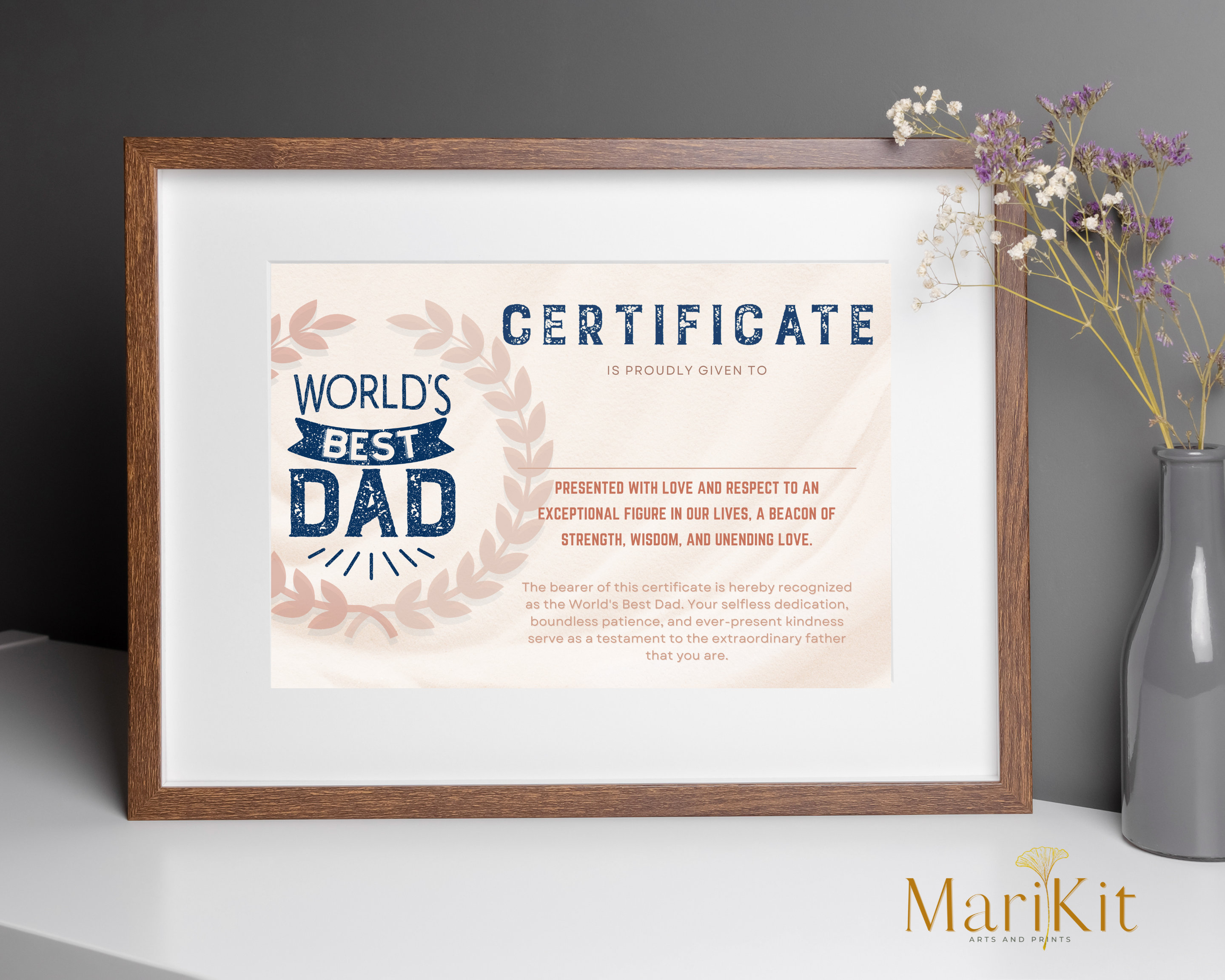 Best Dad Certificate, Elegant Dad Gift, Gift From Kids, Dad Birthday ...
