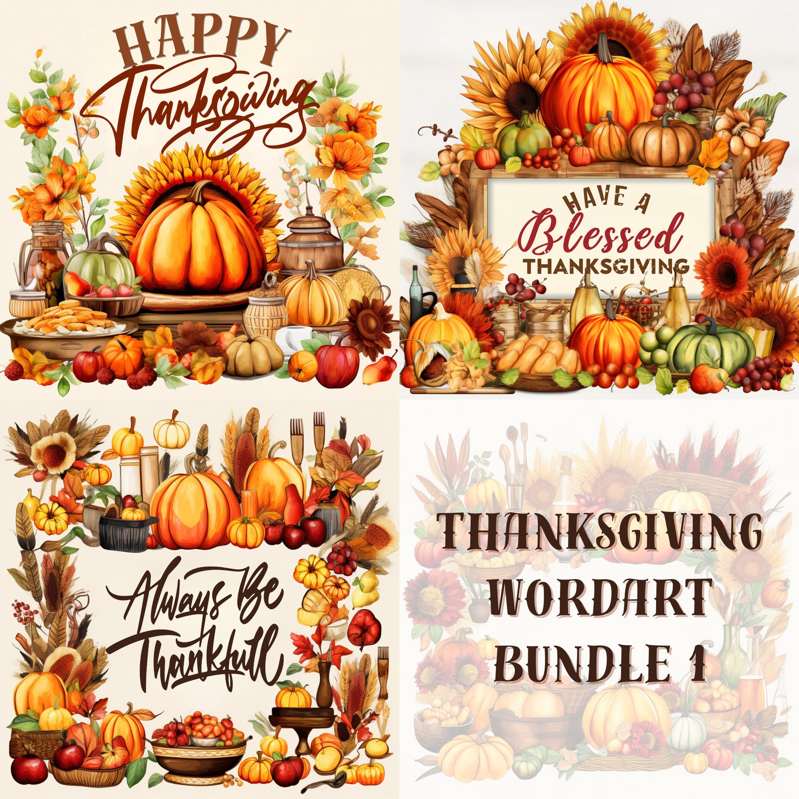 Thanksgiving Wordart Bundle 1, Thanksgiving Element, Fall Svg Bundle ...