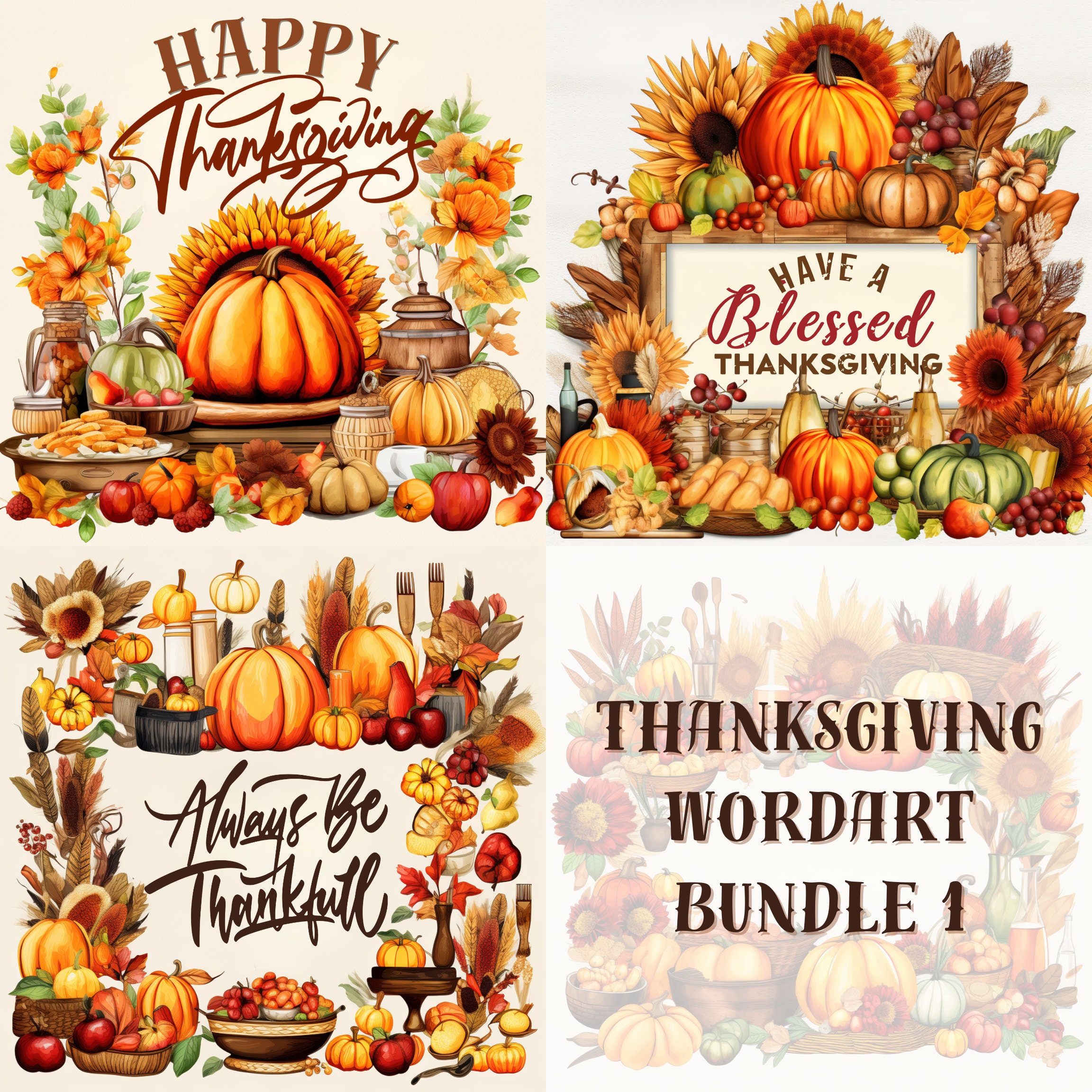 Thanksgiving Wordart Bundle 1, Thanksgiving Element, Fall Svg Bundle ...