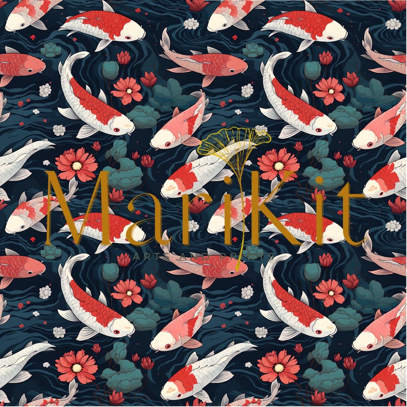 Seamless Koi Fish, Seamless Pattern, Pattern File, Pattern Download ...