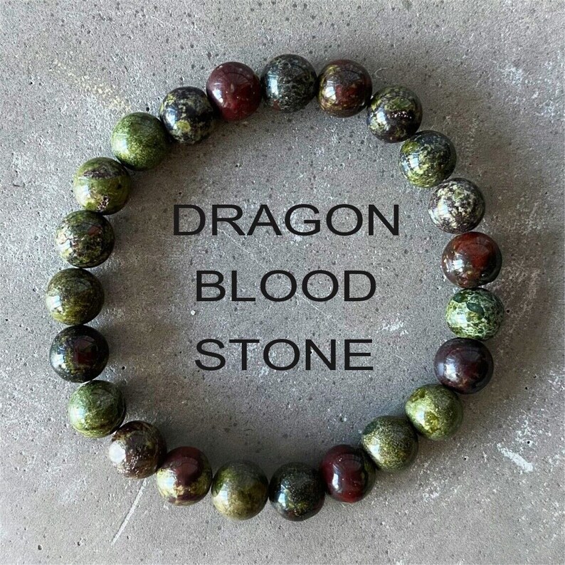Natural 6mm-12mm Dragon Blood Stone Bracelet Green Gemstone - Etsy