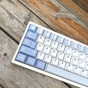 Sky Blue/white Rose Themed Keycaps PBT 142 Keys Cherry Profile MX ...