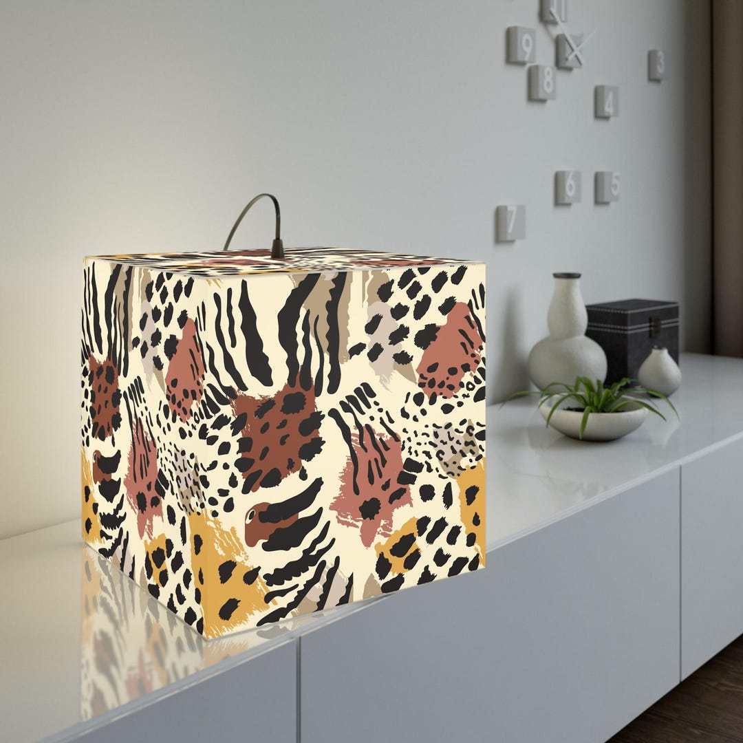 Leopard Light Cube Lamp, Animal Print Desk Lamp, Modern Bedroom ...