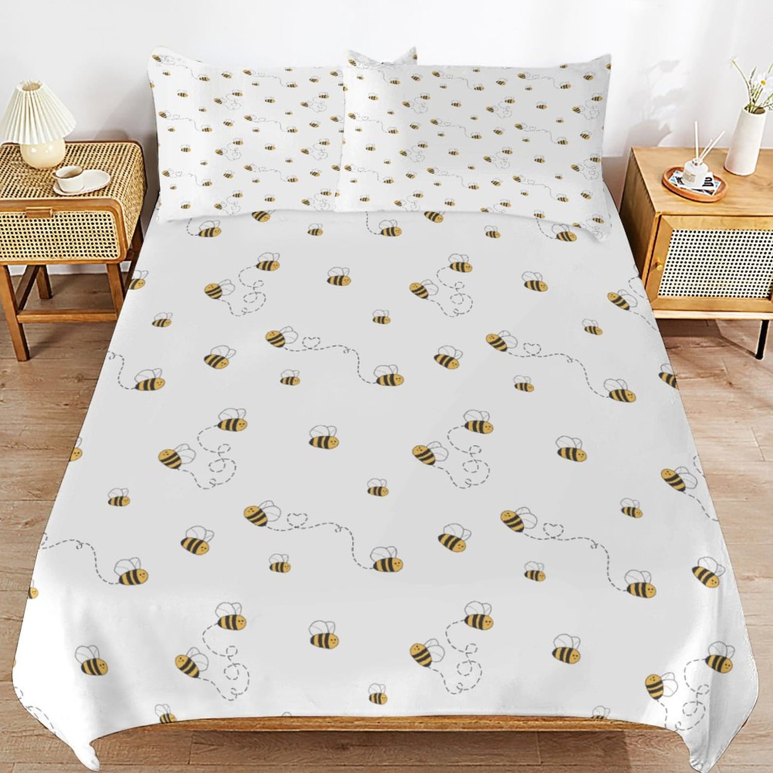Cute Bumble Bee Bedding Set Queen 3-piece Bed Decor & Dorm Room ...