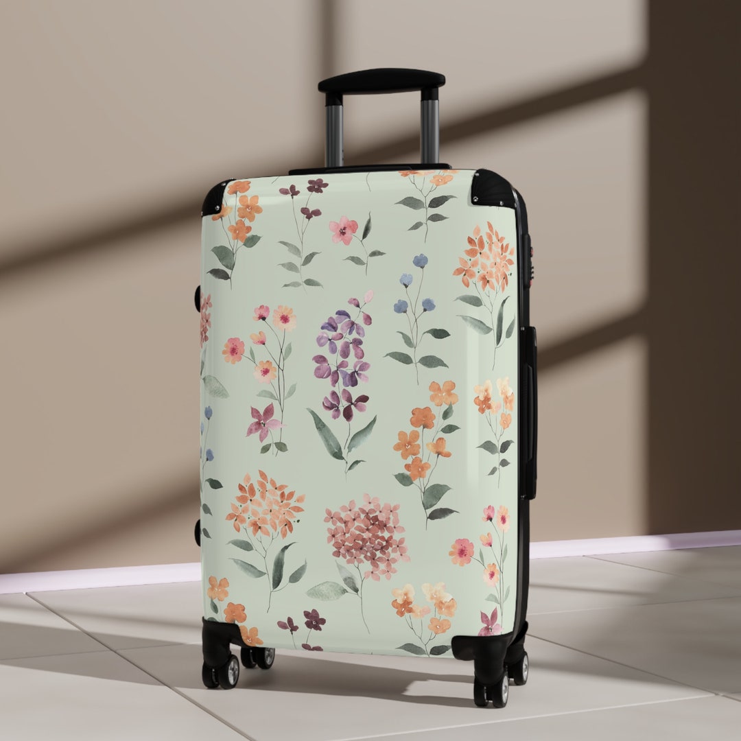 Floral Suitcase With 360 Swivel Wheels Safety Lock Durable Design ...