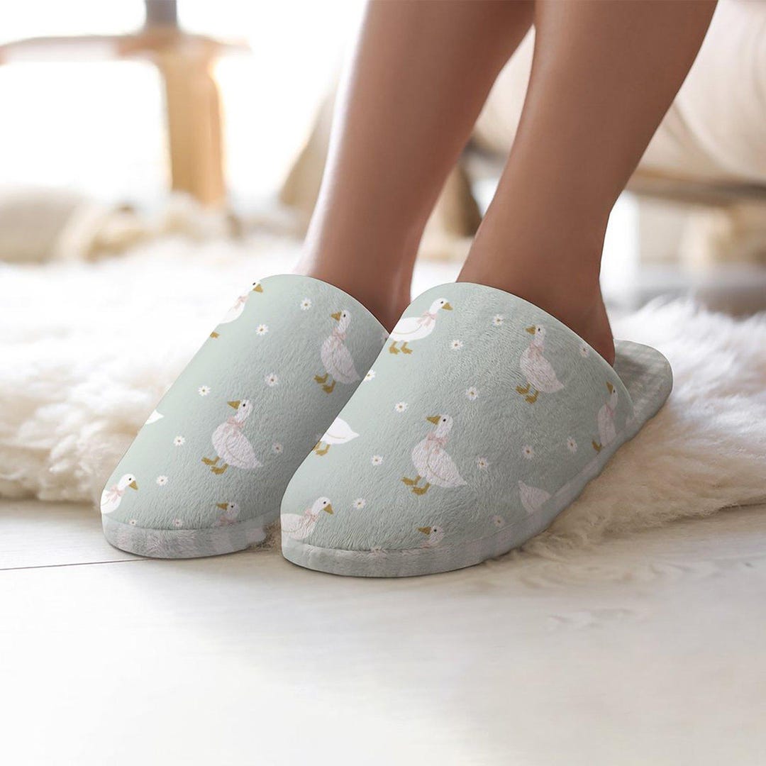 Duck Slippers Flannel Sage Cottage Core - Etsy