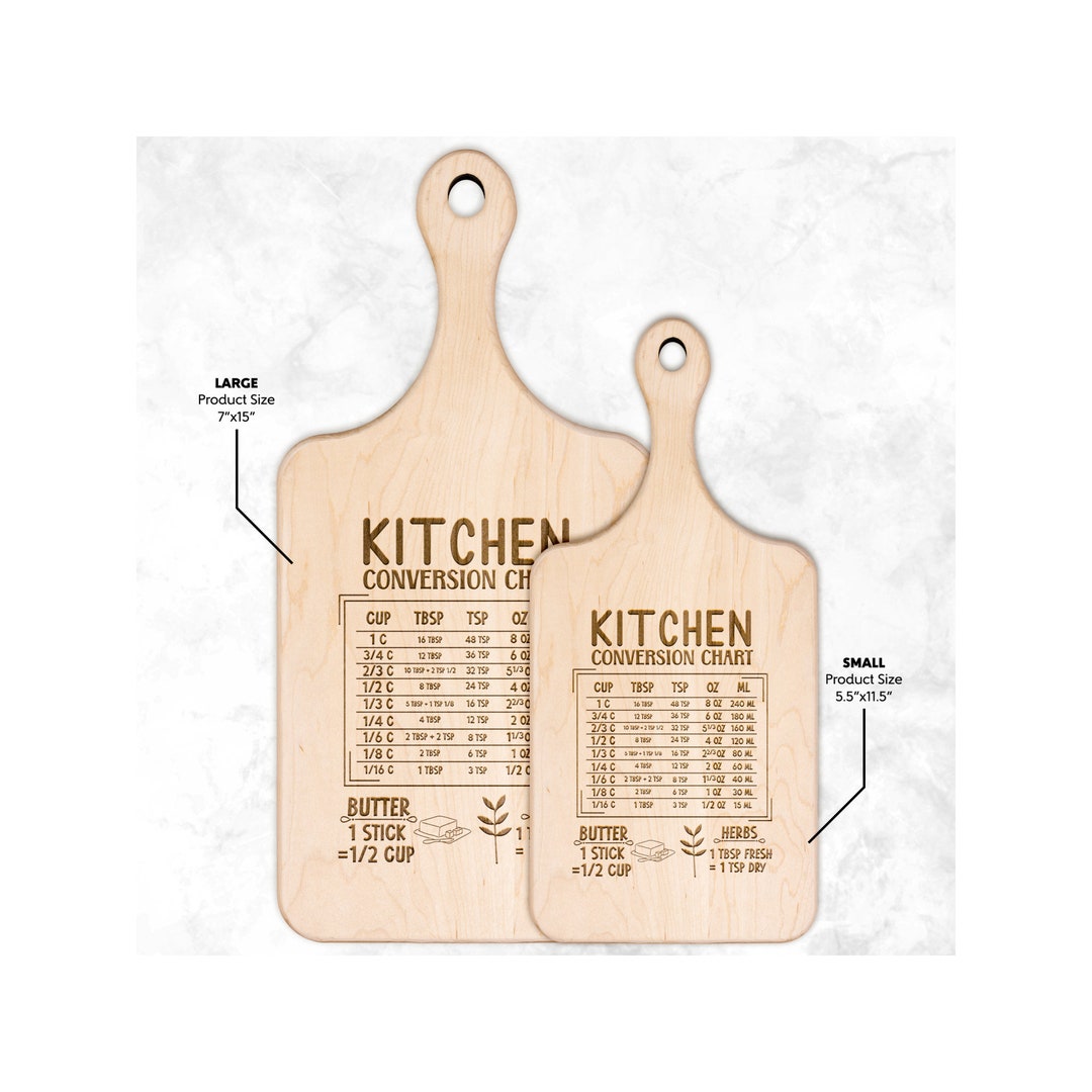 Kitchen Conversion Chart Wooden Cutting Board Decor Perfect Gift for ...