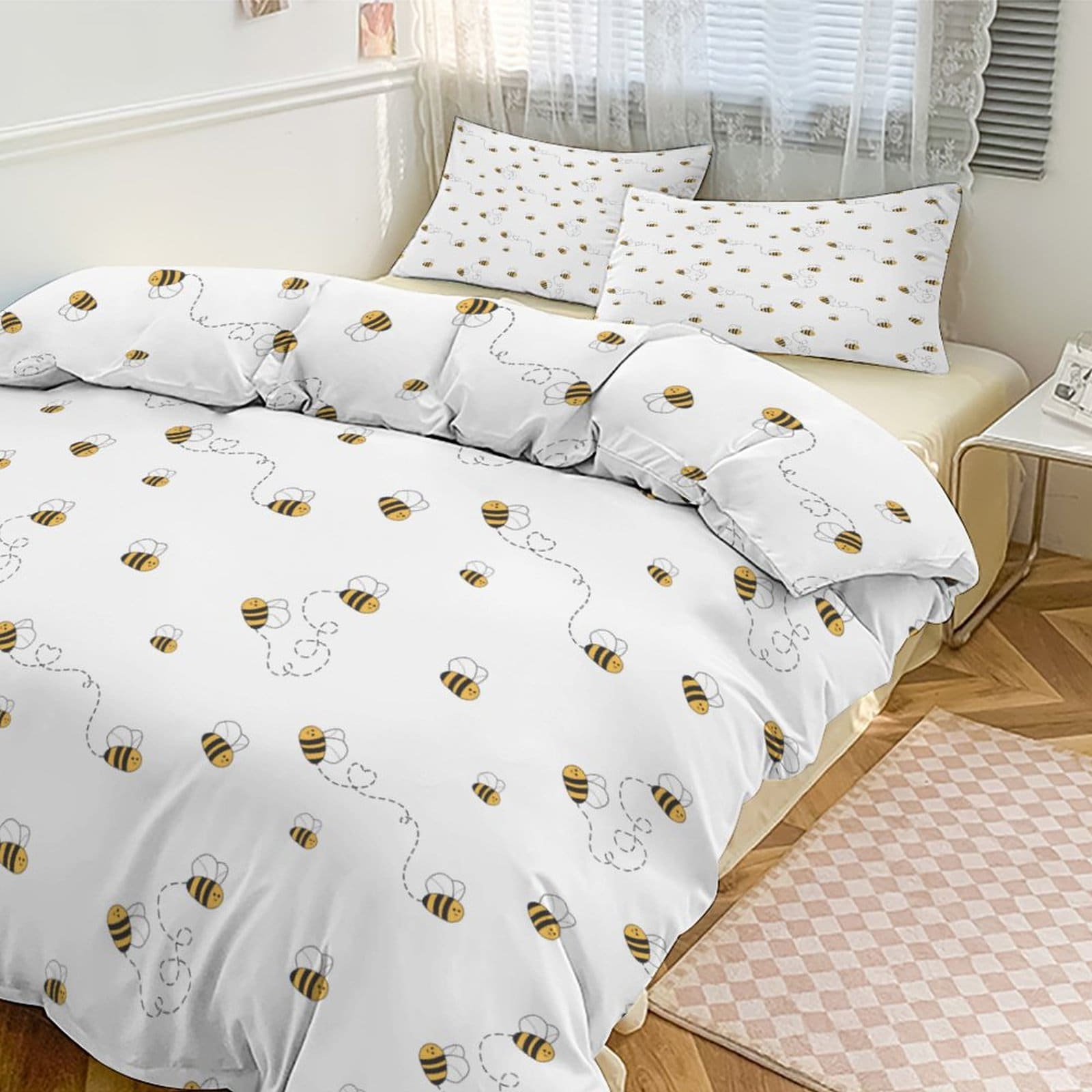 Cute Bumble Bee Bedding Set Queen 3-piece Bed Decor & Dorm Room ...