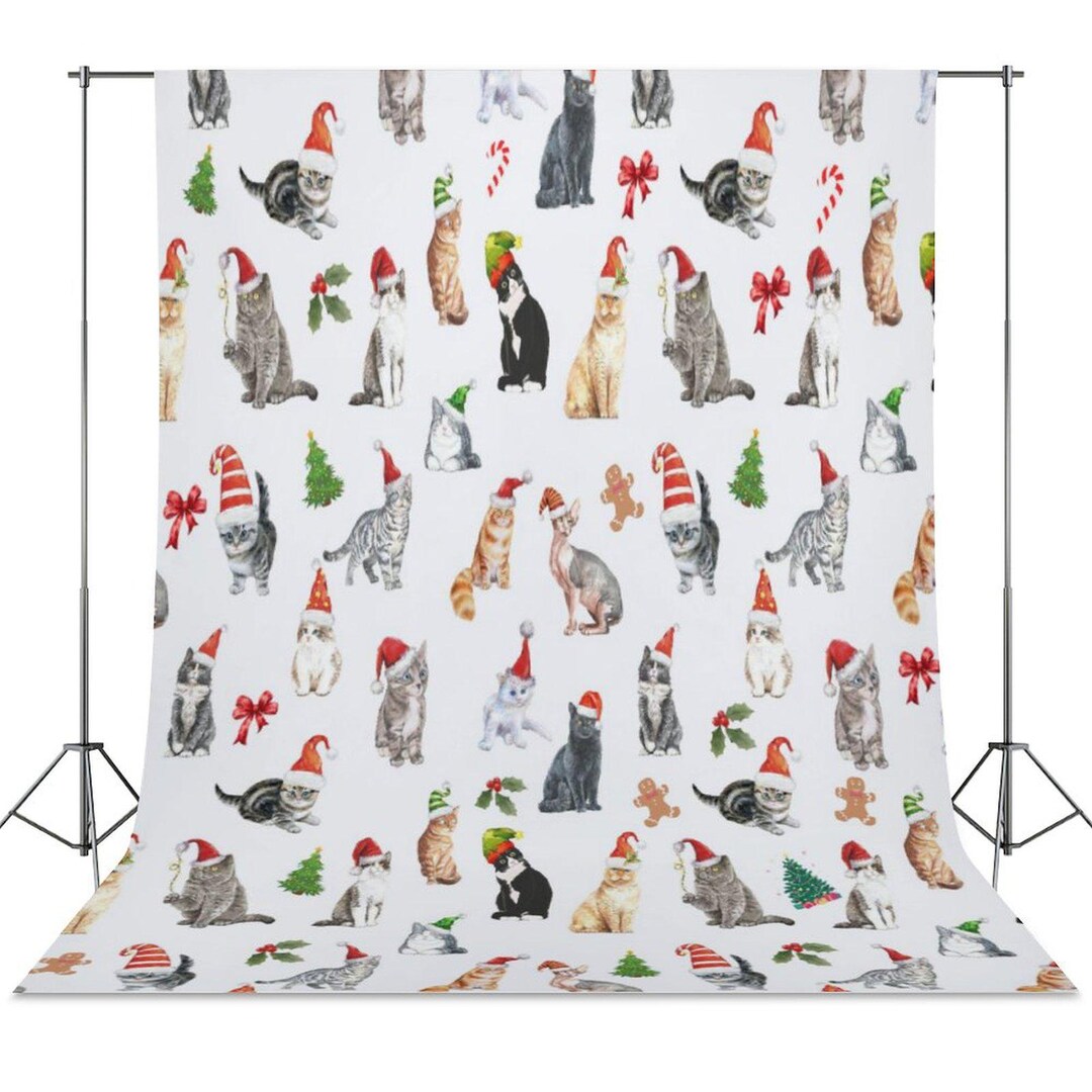 Photography Backdrop Cat Themed Christmas, Cat Lovers Photography ...
