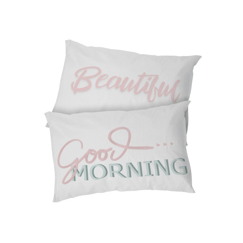 Good Morning Beautiful Pillow Cases Set of 2 Cute Couples Bedroom Decor ...