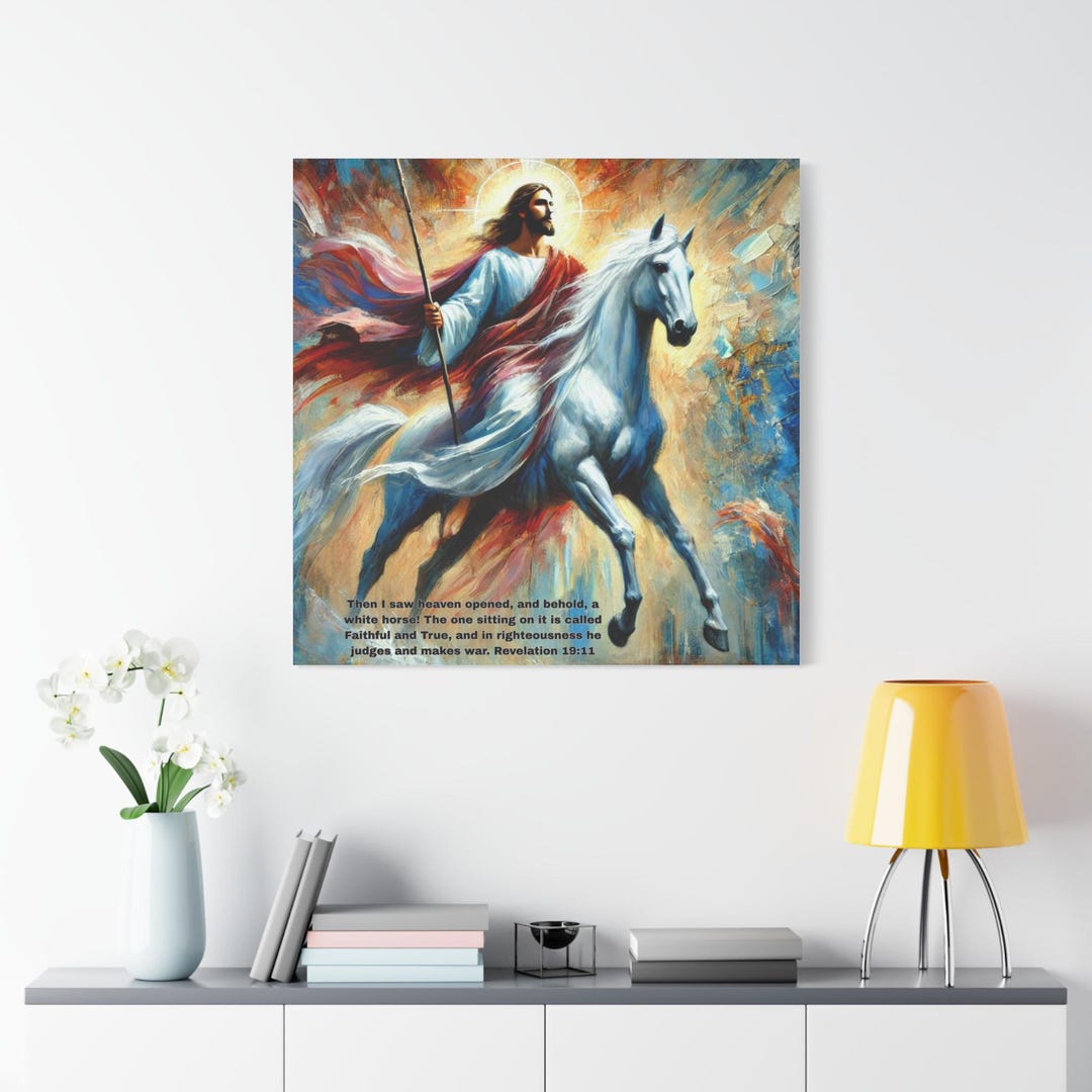 Christian Wall Art Canvas - Jesus on Horse, Faithful and True, Home ...