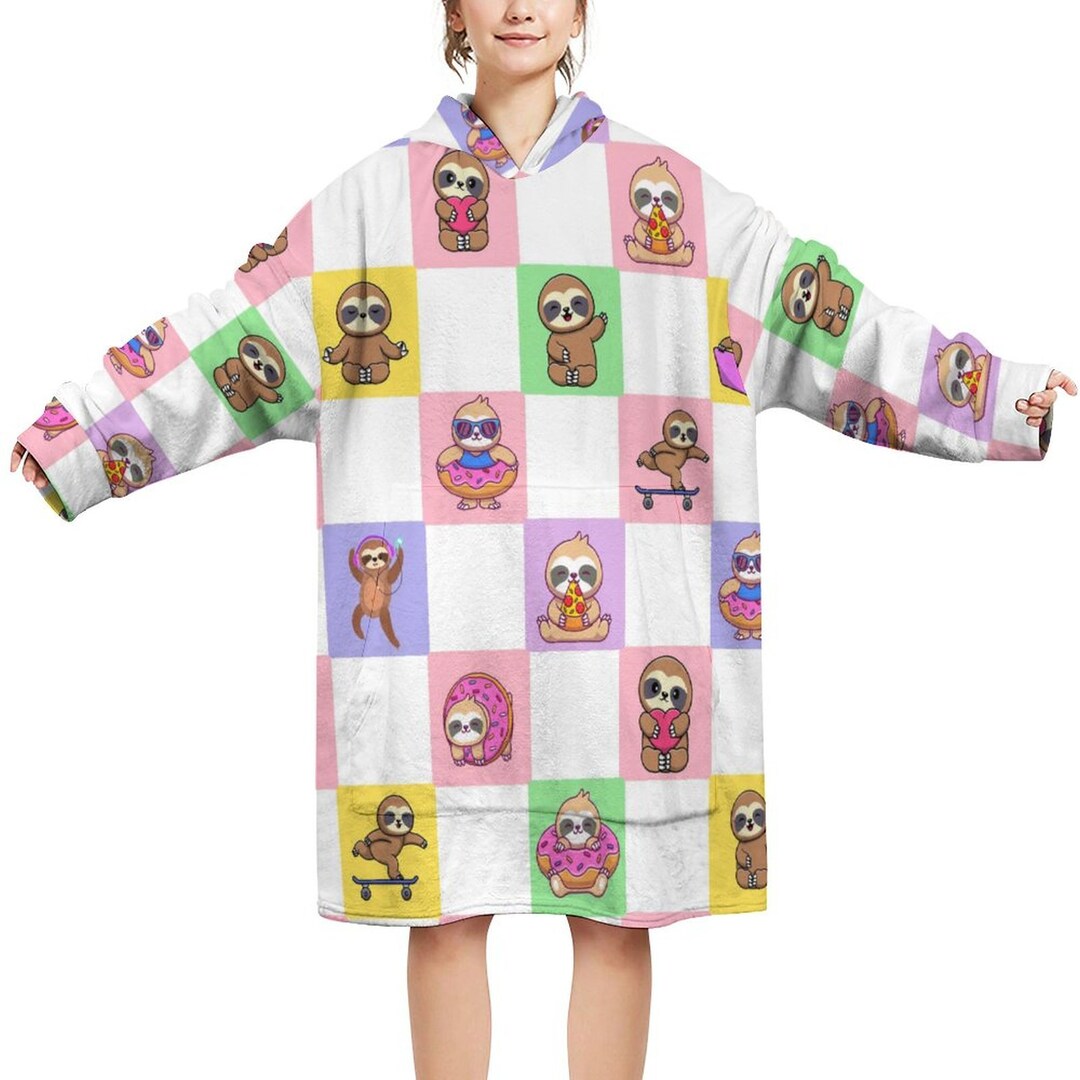 Colorful Oversized Sloth Wearable Sweater Blanket, Comfy Cozy Gift for ...