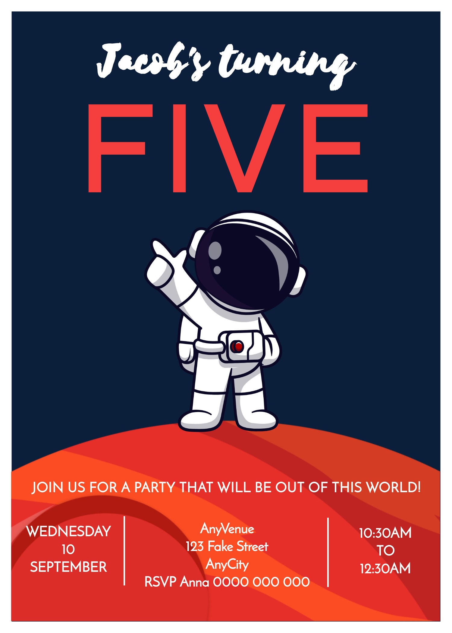 Astronaut Space Themed Birthday Invitation Template, Outer Space ...