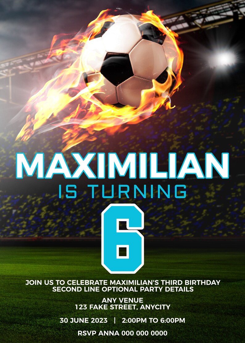 Editable Soccer Birthday Invitation, Football Invite, Sports Party ...