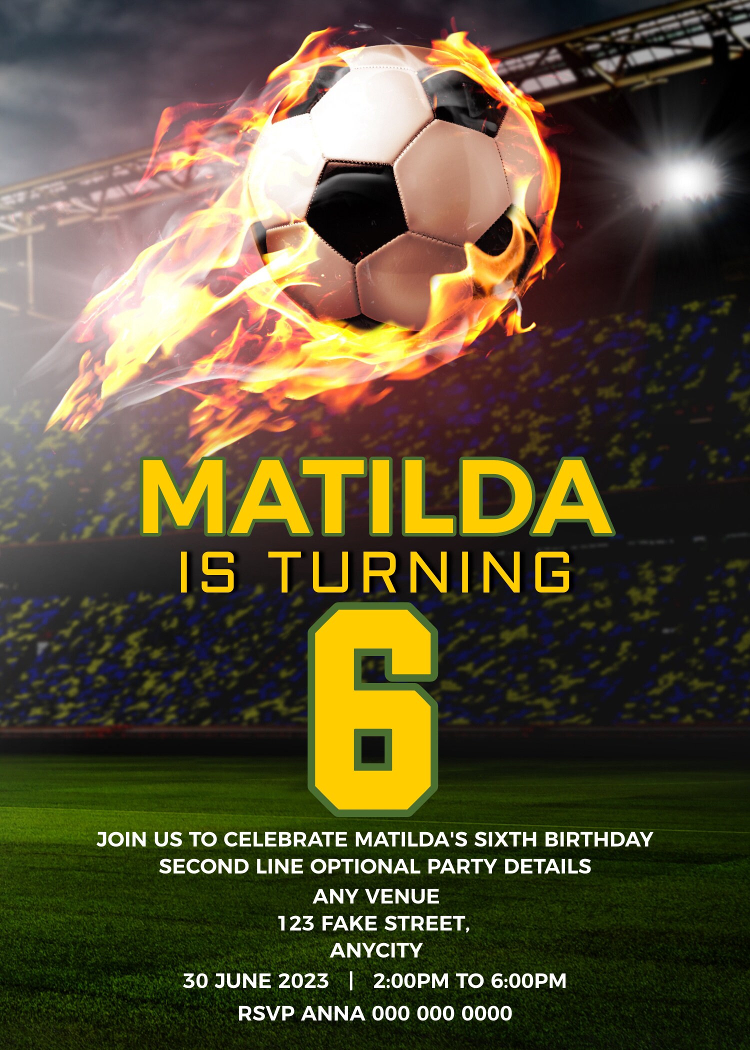 Editable Soccer Birthday Invitation, Football Invite, Sports Party ...