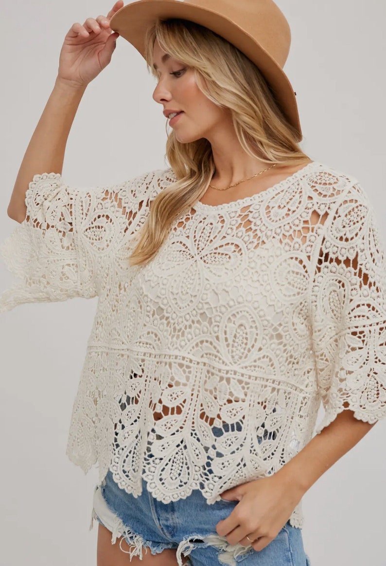 Crochet Open Knit Flower Pattern Top - Etsy