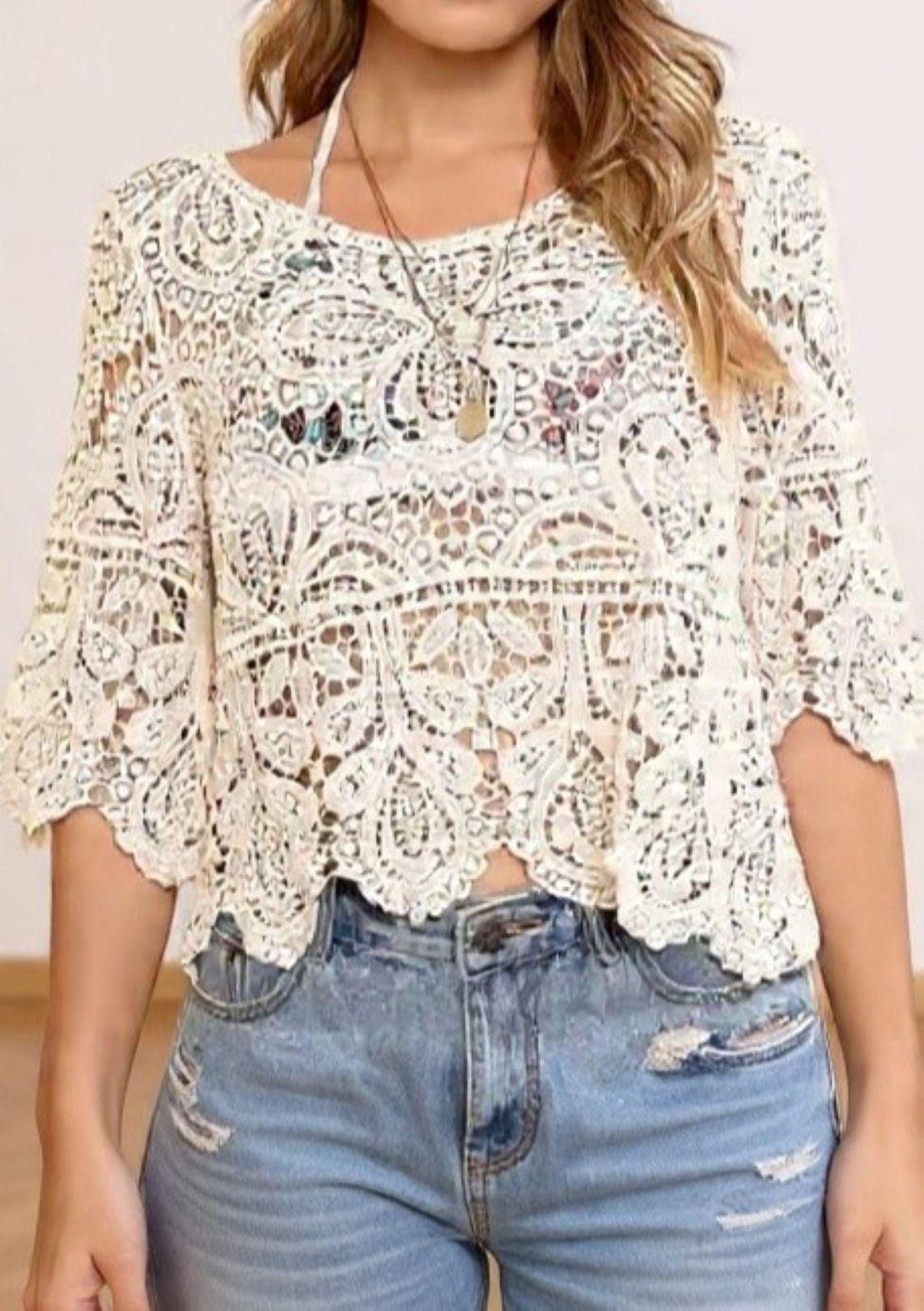 Crochet Open Knit Flower Pattern Top - Etsy