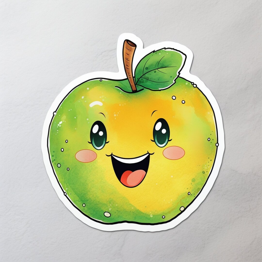 Fun Apple Sticker Fun Silly Apple Vibrant and Bright Colorful Colors ...