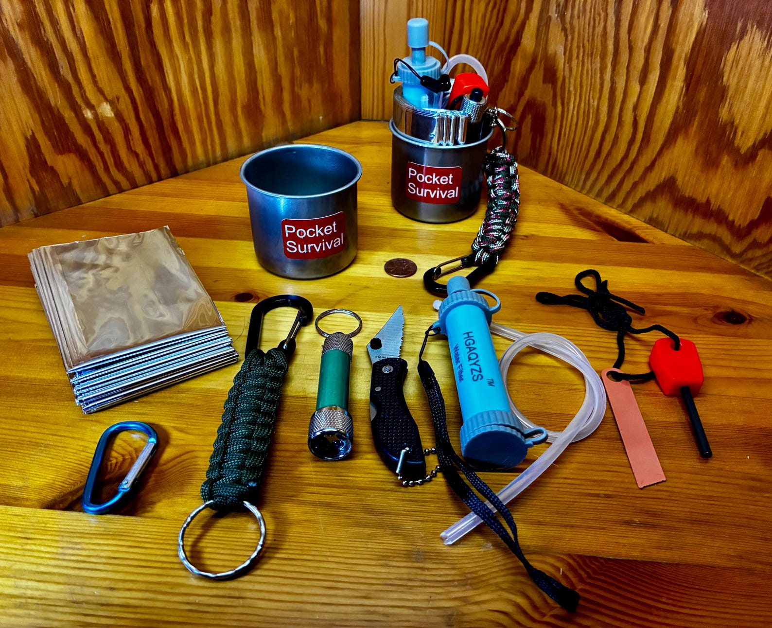 Overnight Survival Cup Keychain: Mini Hiking Gadget With Knife ...