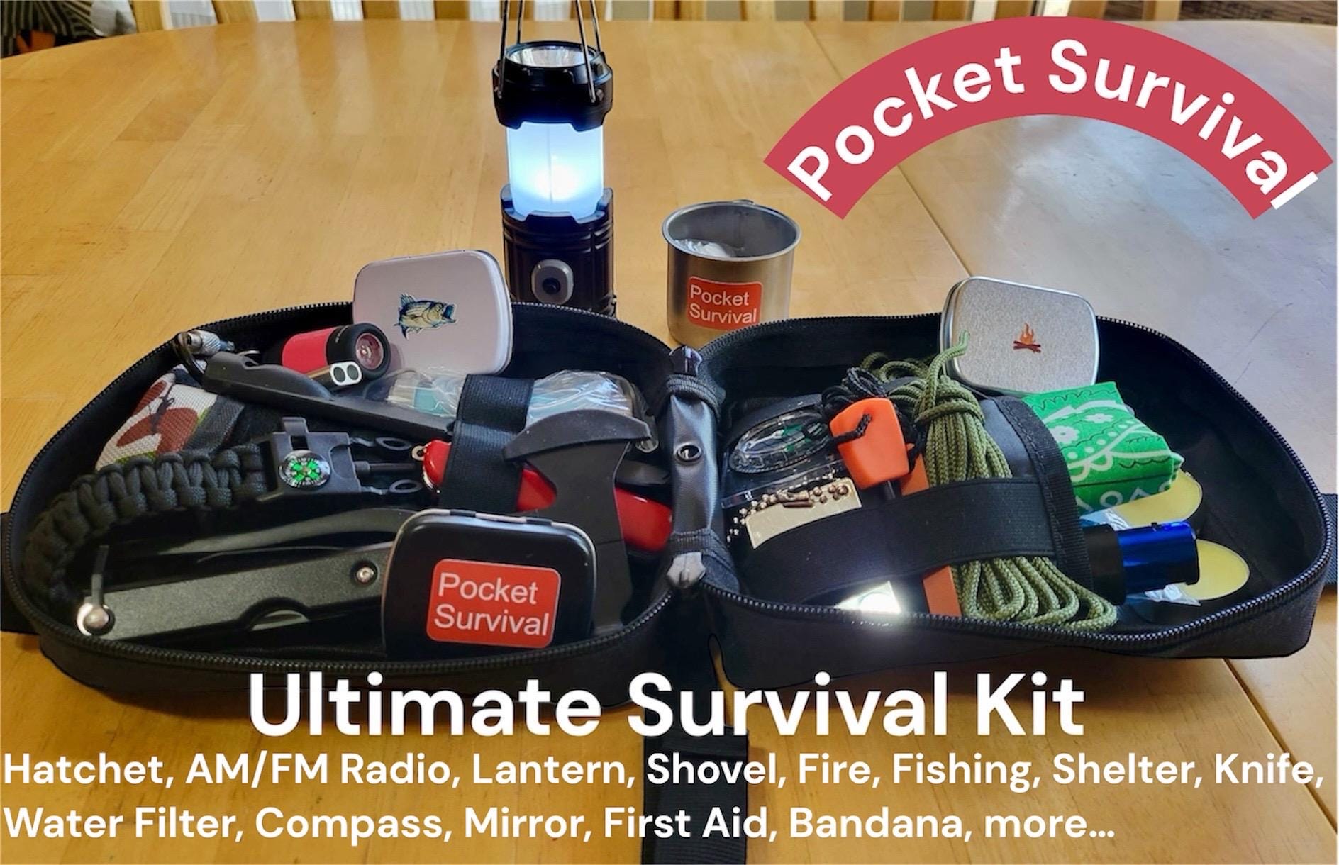 Tactical MOLLE Survival Kit With Radio, Axe, and First Aid - Etsy