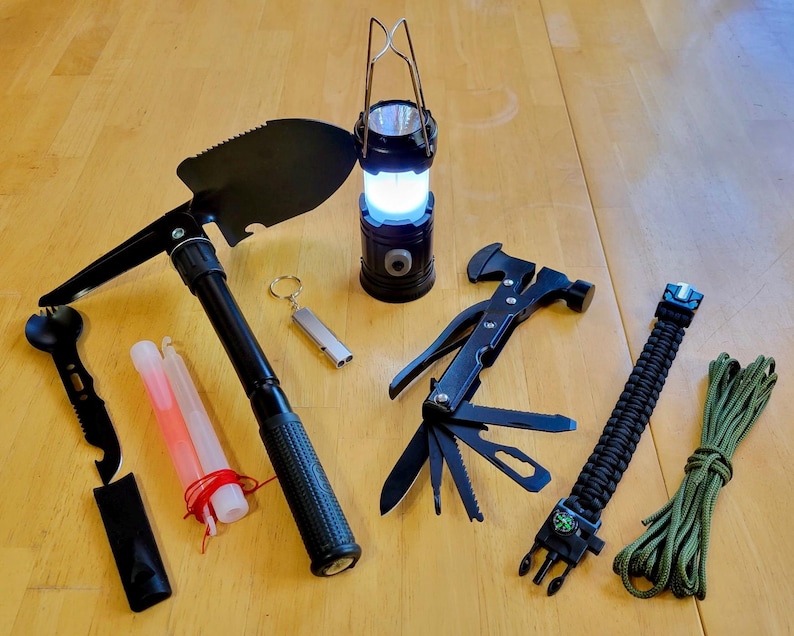 Tactical MOLLE Survival Kit With Radio, Axe, and First Aid - Etsy