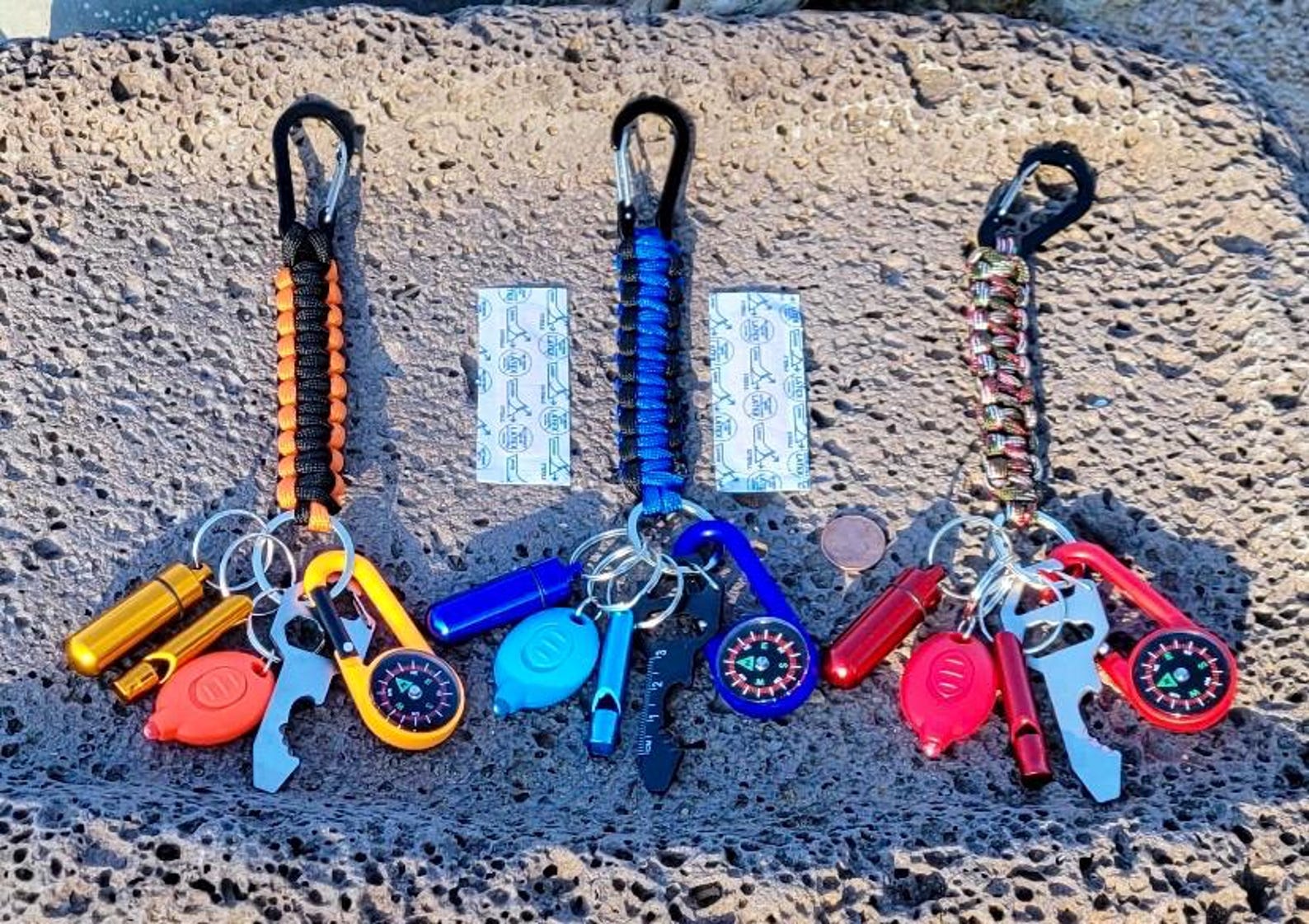 Kids Survival Keychain Kit: Compass, Paracord, LED Flashlight - Boy ...