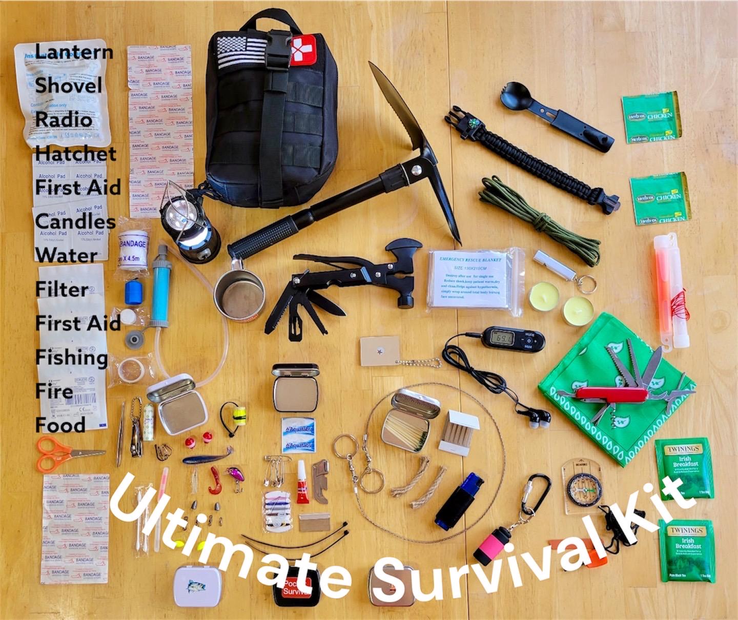 Tactical MOLLE Survival Kit With Radio, Axe, and First Aid - Etsy