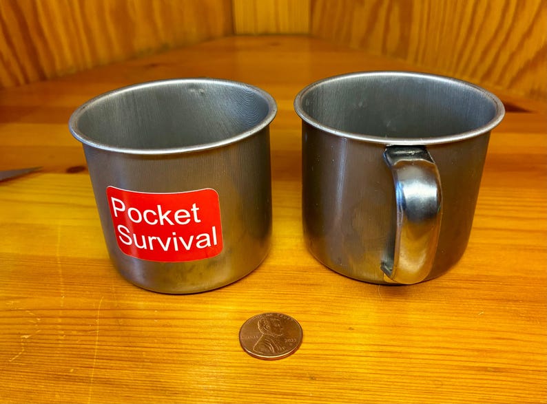 Survival Cup Keychain: Compass, Knife, Flashlight, Bandana, Signal ...