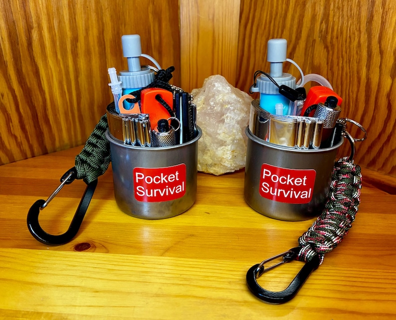 Overnight Survival Cup Keychain: Mini Hiking Gadget With Knife ...
