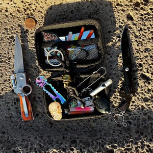 Goth Survival Kit With Knife Skull EDC Camping Hiking Emergency Fire ...