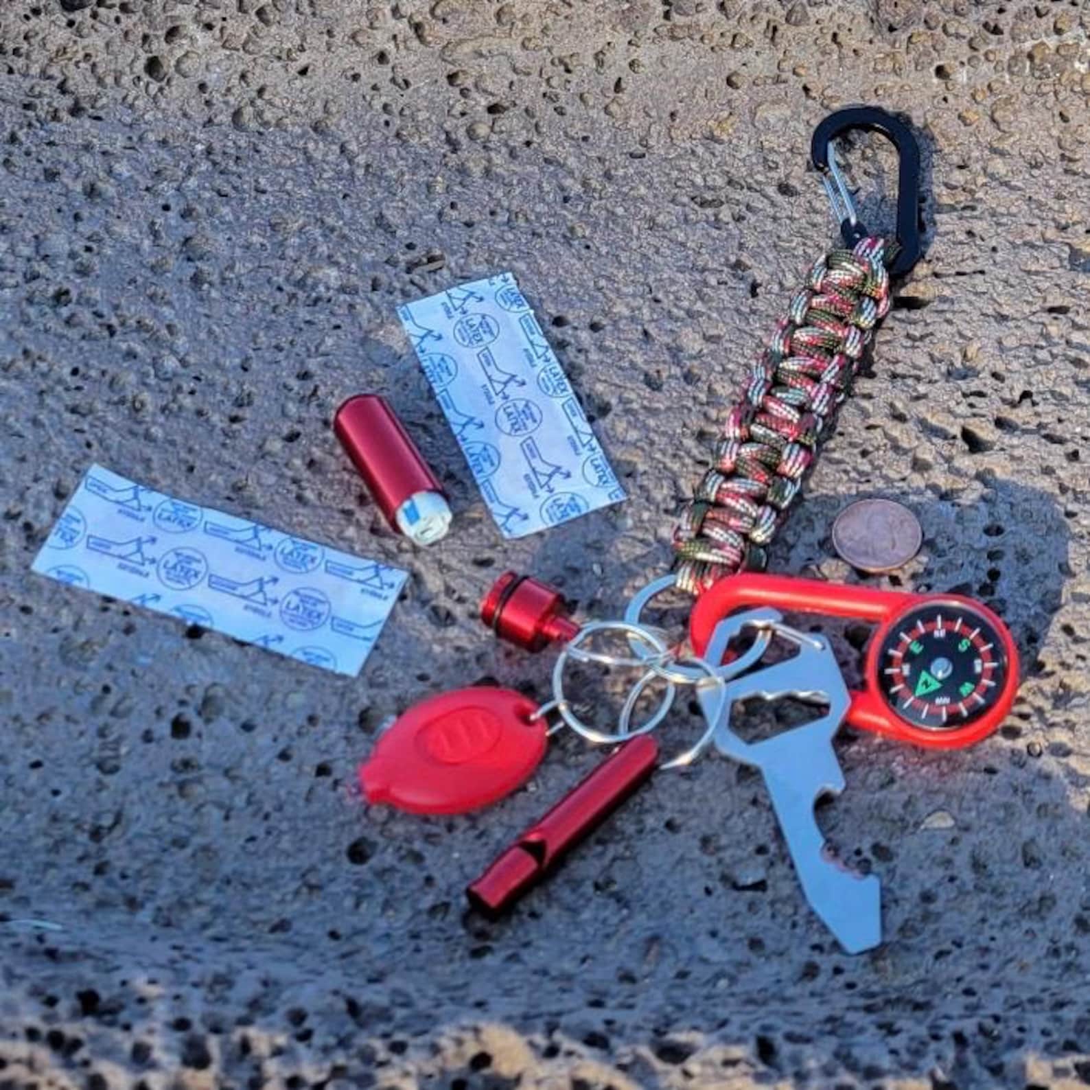 Kids Survival Keychain Kit: Compass, Paracord, LED Flashlight - Boy ...