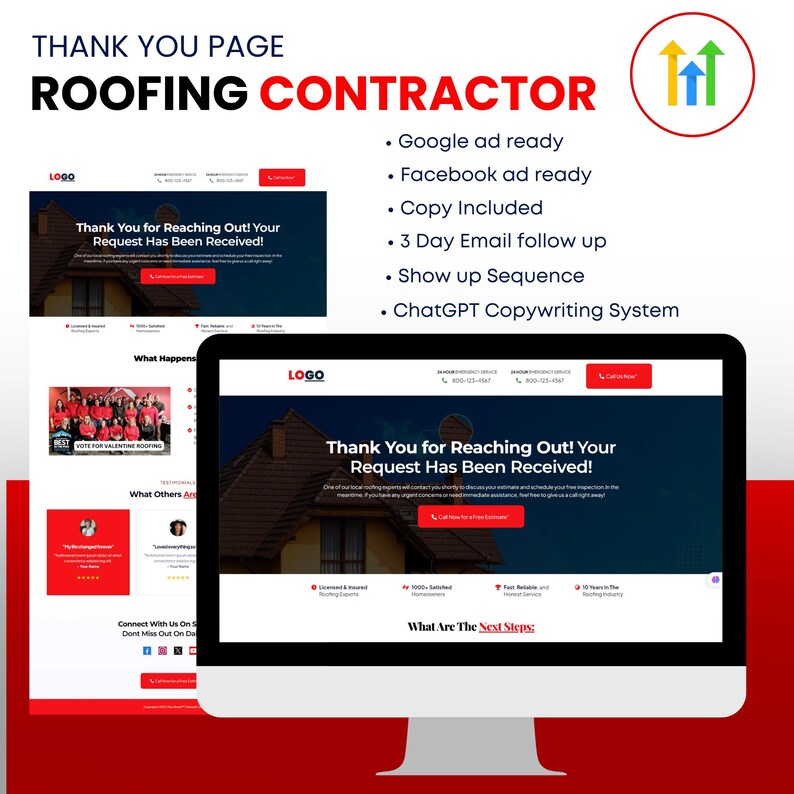 Roofing Contractor Funnel | Go High Level | Done-for-you | 3-day Email ...
