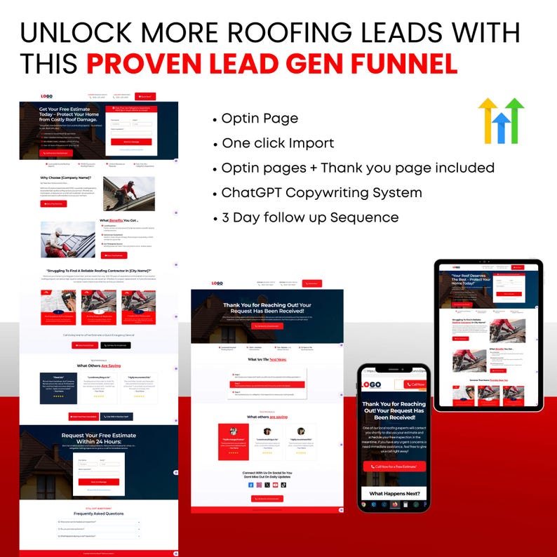 Roofing Contractor Funnel | Go High Level | Done-for-you | 3-day Email ...