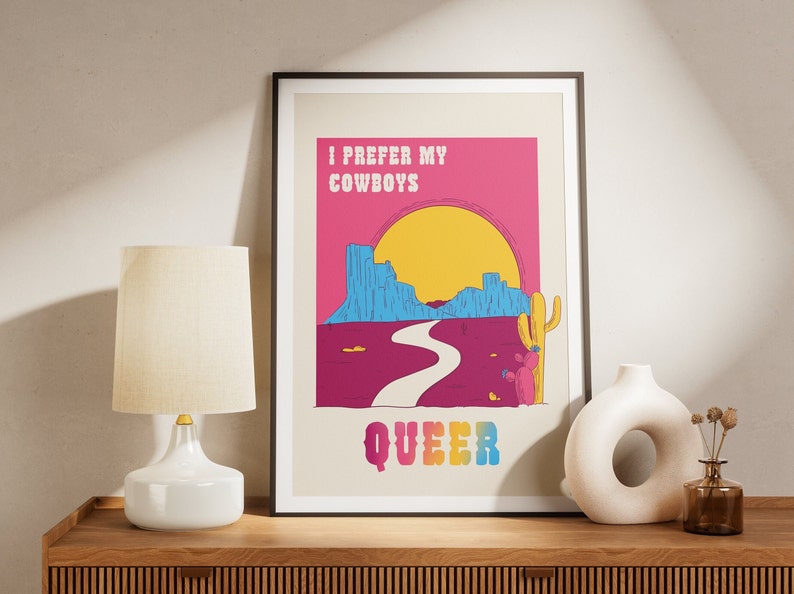 Pansexual Pride, Cowboy Wall Art, Queer Art Print, Yallternative Art ...